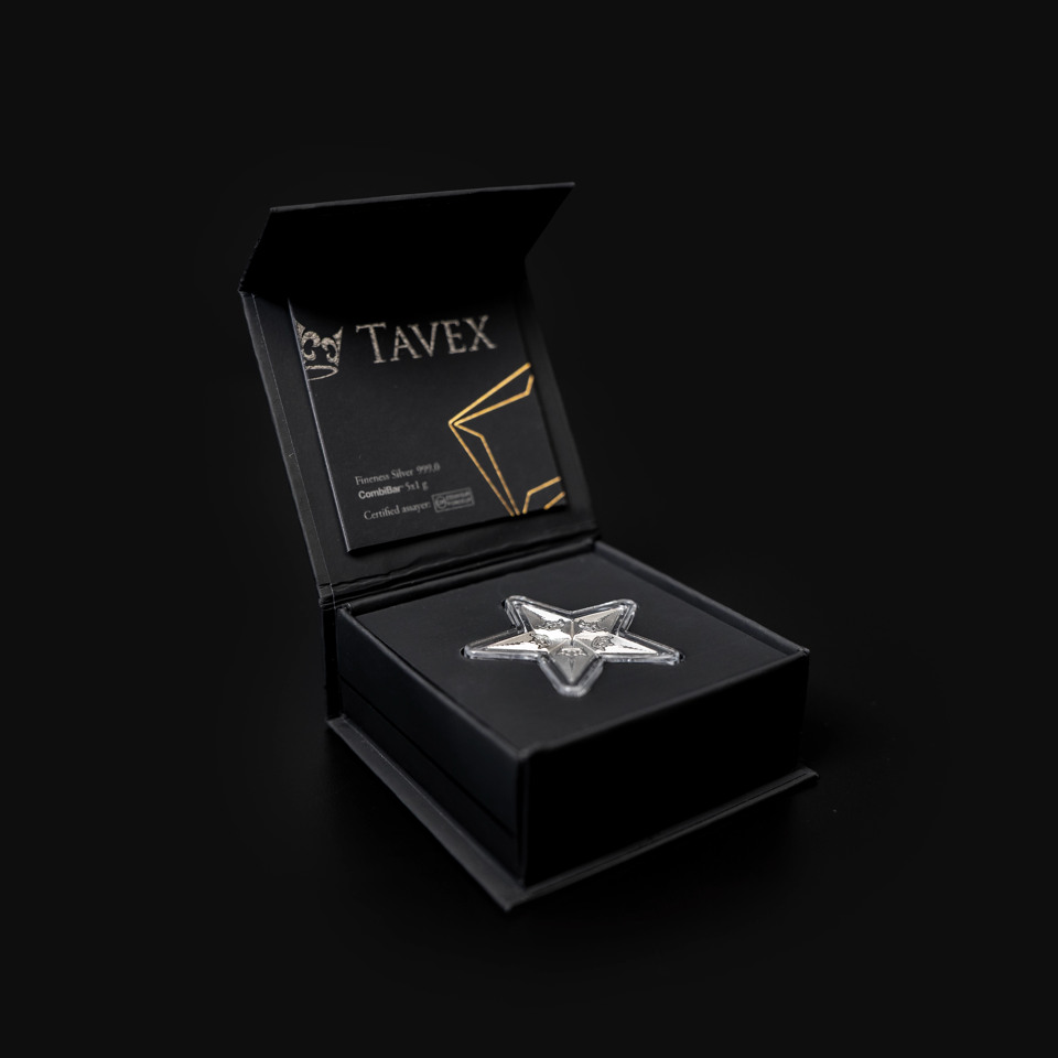 5 x 1 g Stea de Argint Tavex & Valcambi CombiBar - Cumpără online - Tavex